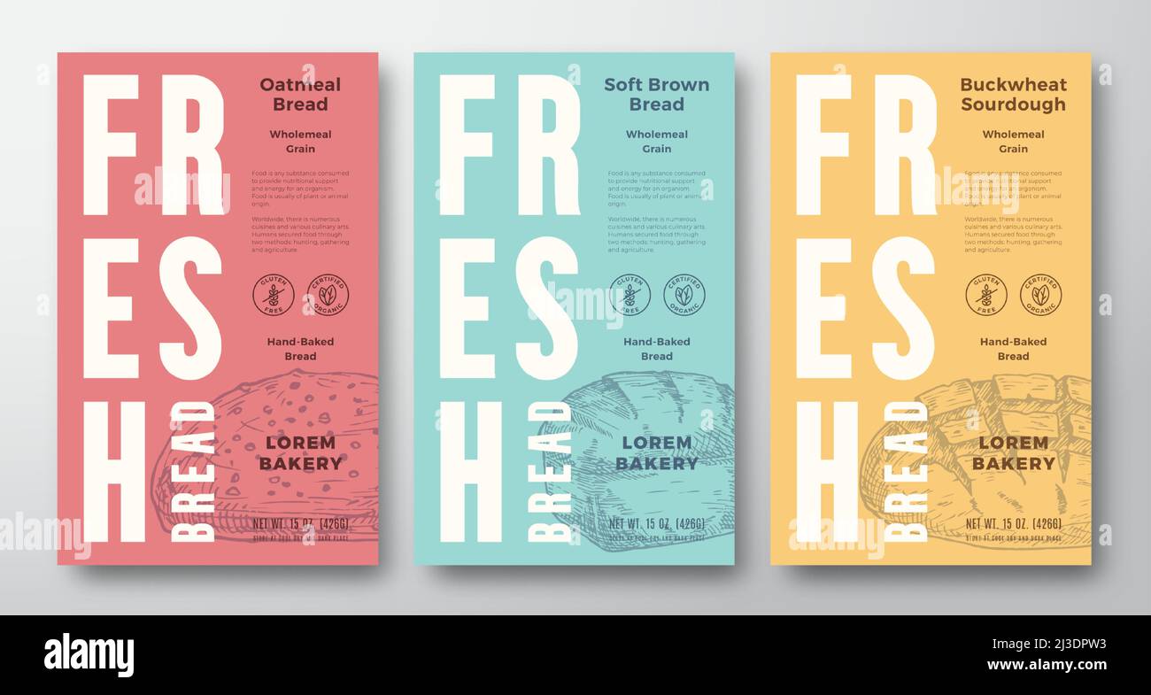 Fresh Baked Bread Abstract Vector Packaging Design Labels Collection ...