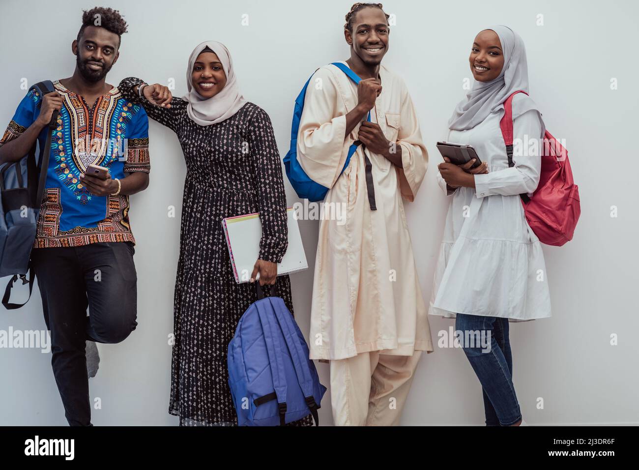 Photo of a group of happy african students talking and meeting together ...
