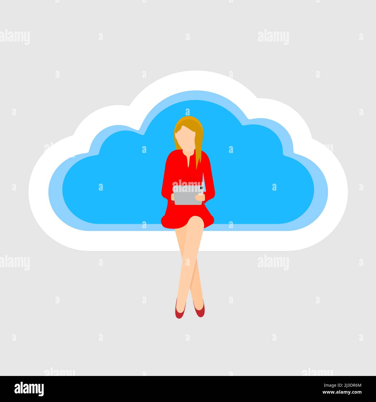 Remote work communication global cloud access. Businesswoman with ...