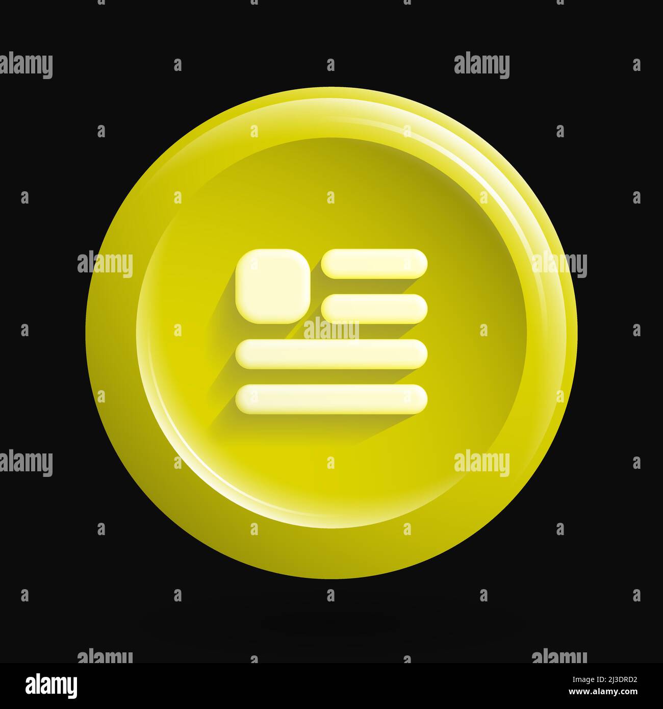 Documents 3D Icon. Word App. Yellow Round Button. Vector illustration ...
