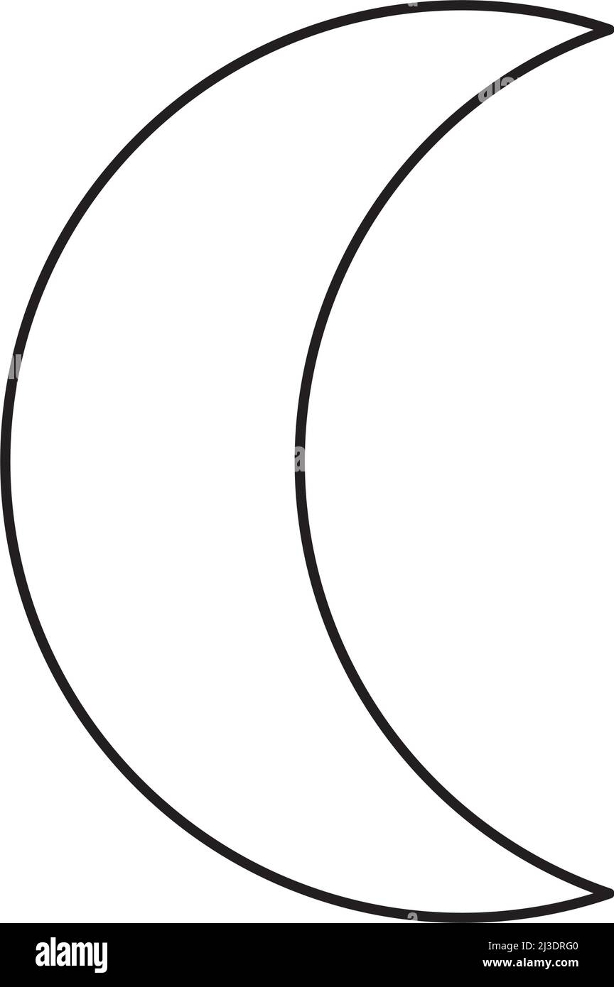 Crescent shape symbol vector icon outline stroke for creative graphic ...
