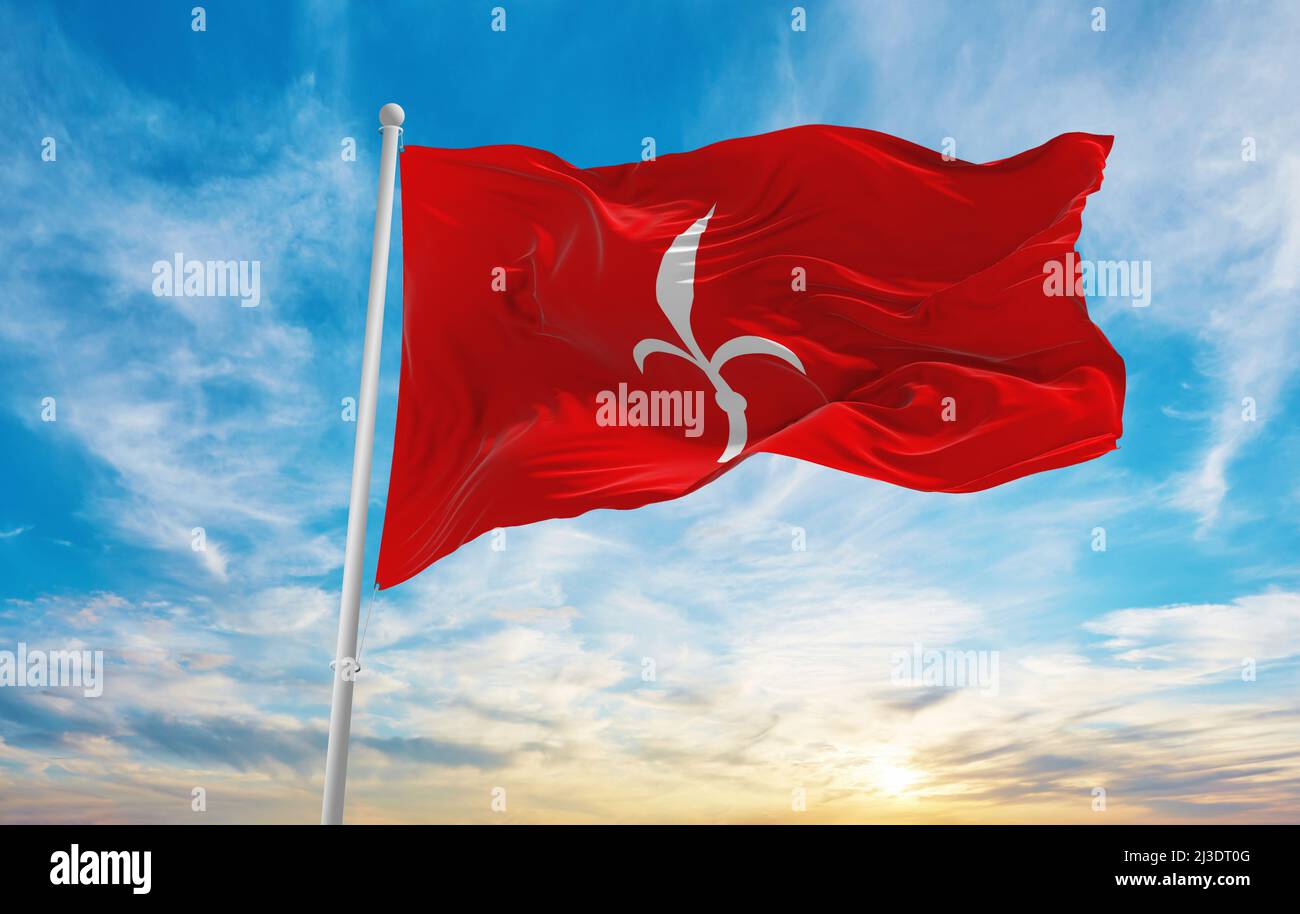 flag of Free Territory Trieste, Italy at cloudy sky background on ...