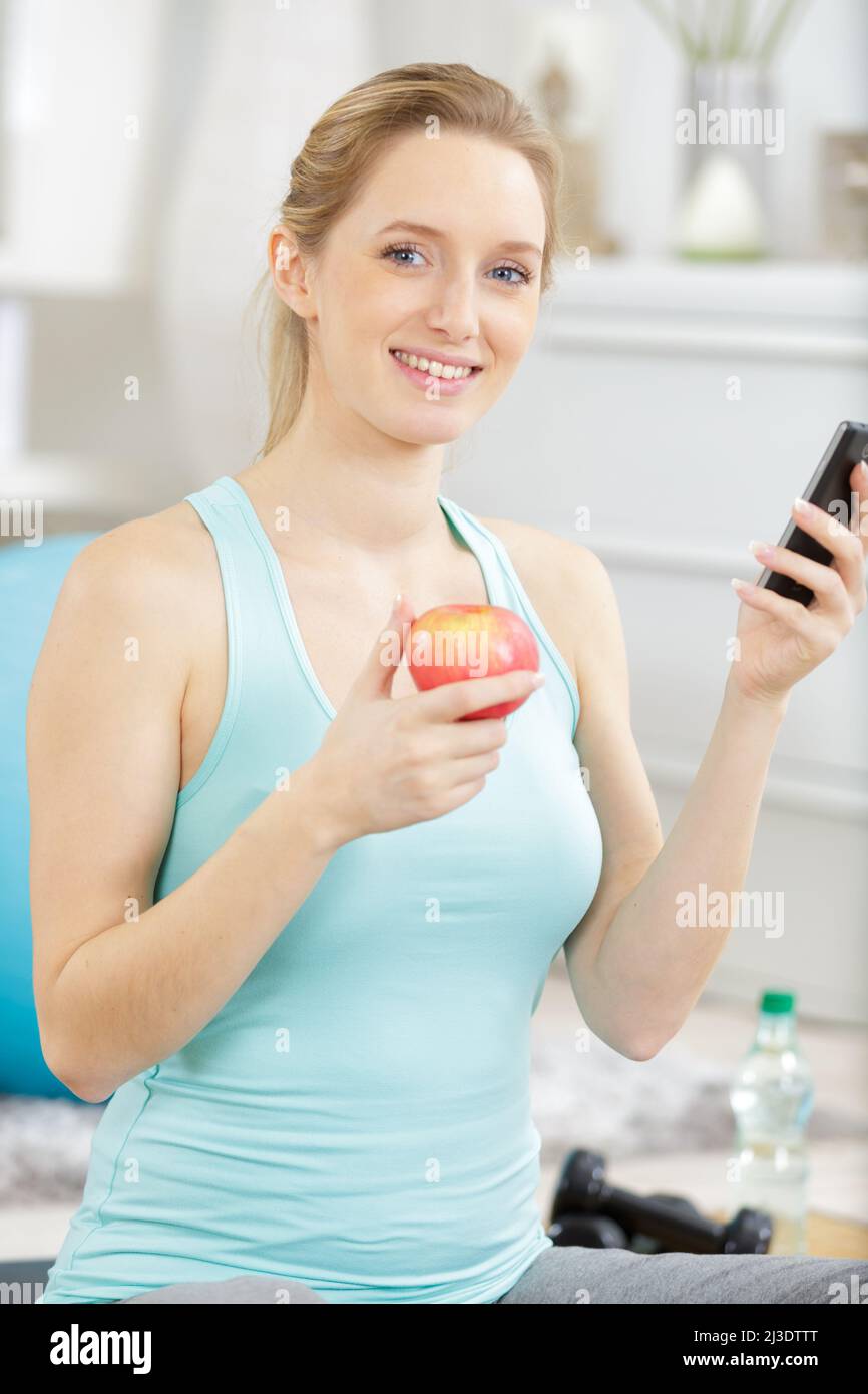 woman having a break after doing sport Stock Photo - Alamy