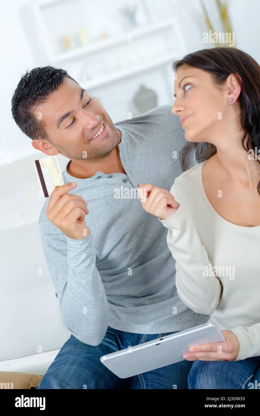 a couple and internet purchase Stock Photo - Alamy