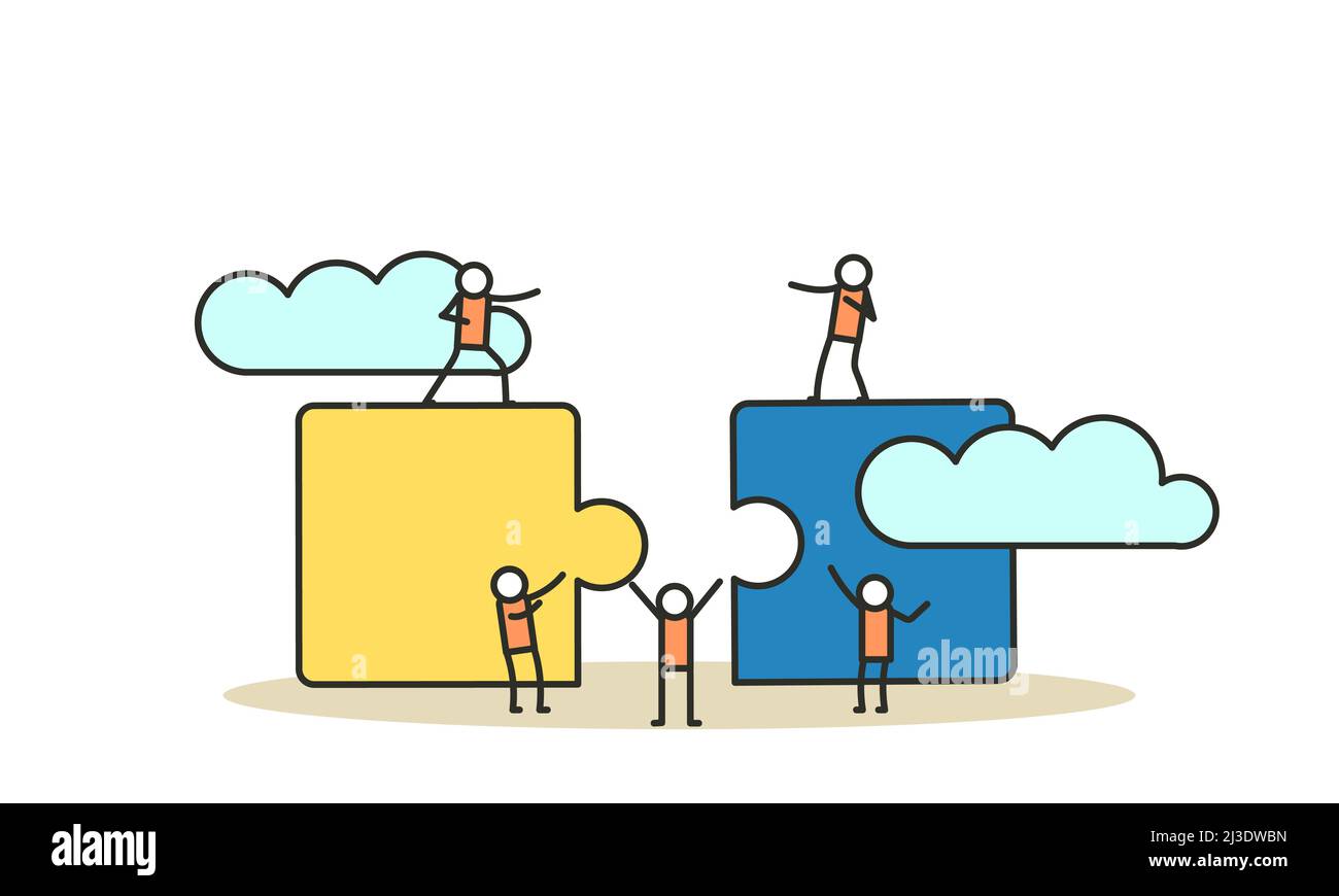 Strategy puzzle person success teamwork vector business illustration ...