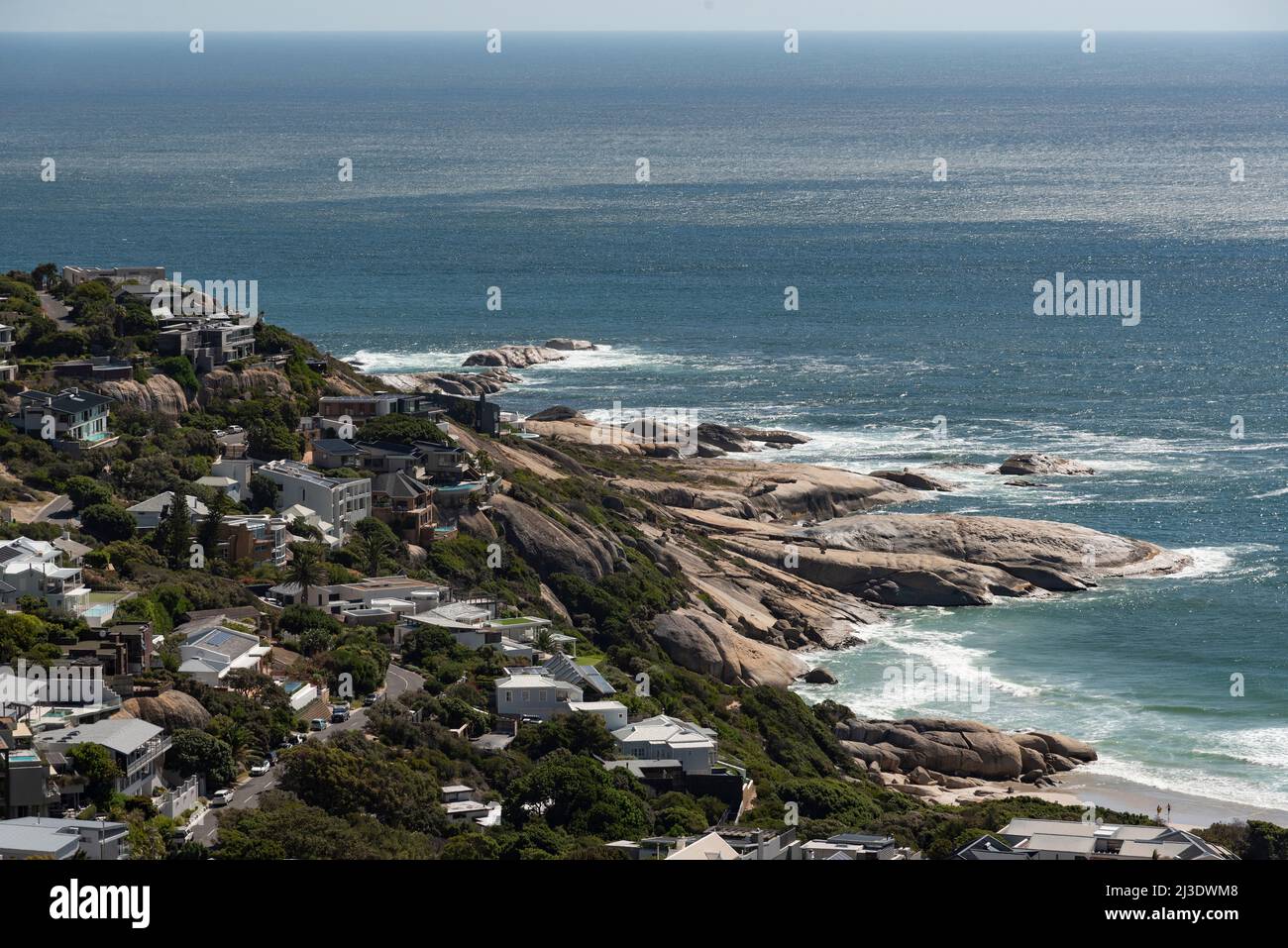 Llandudno Bay, Cape Town, South Africa. 2022. Aerial view of the small ...