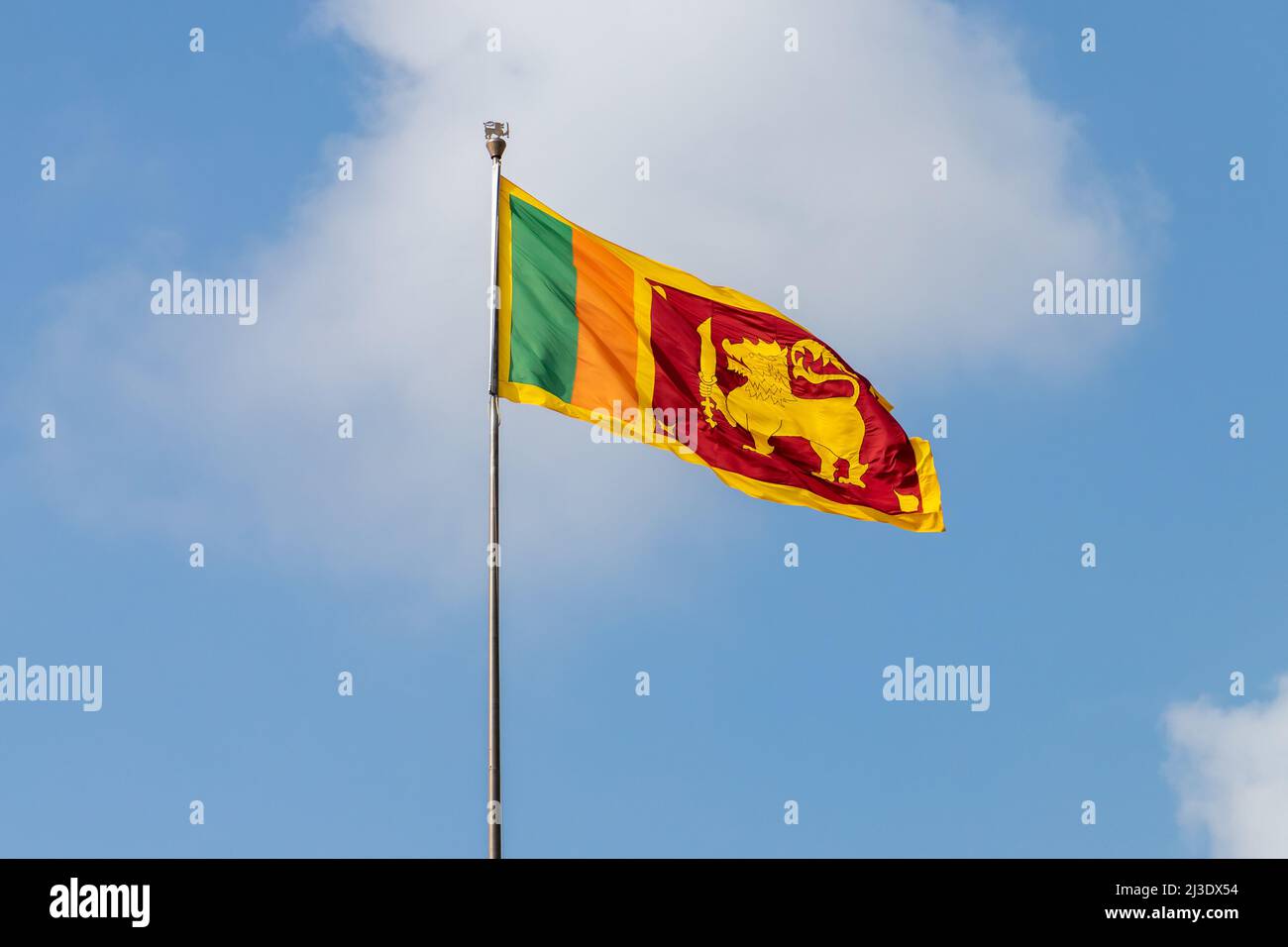 Flag of Sri Lanka also called the Sinha Flag or Lion Flag is on a ...