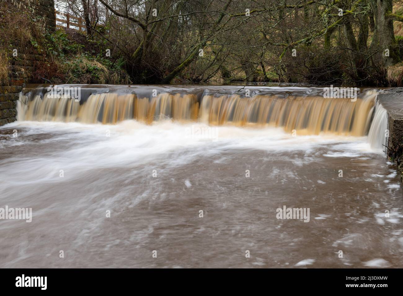Long exposure of the waterfall on the Eller Beck river flowing past ...