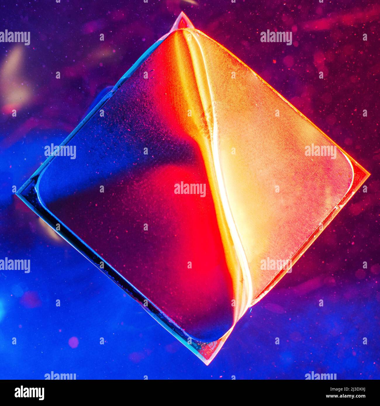 Central processor under water, cpu, blue and red light, under water ...