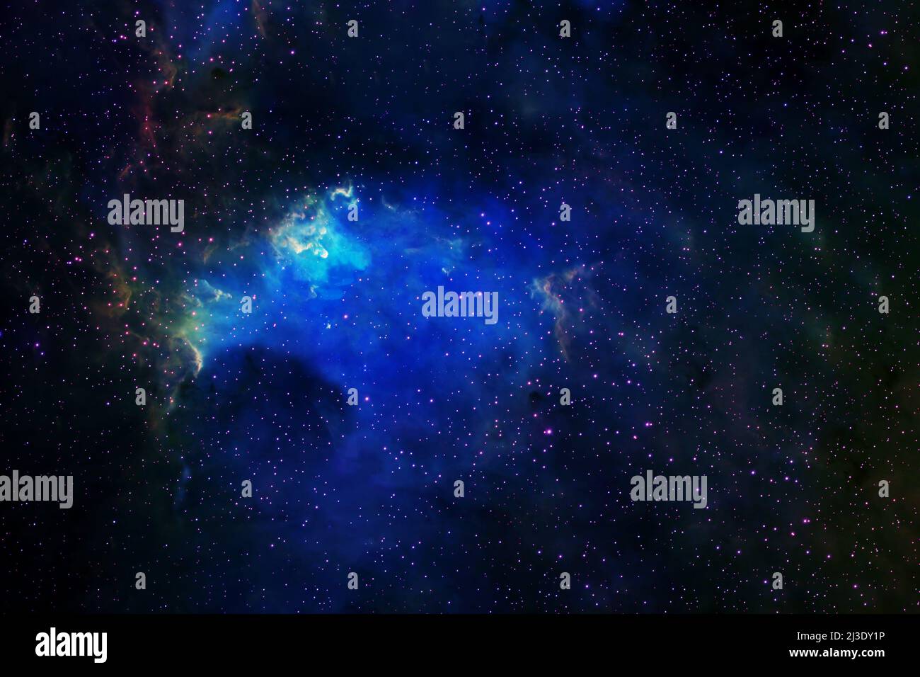 Blue space nebula with stars. Elements of this image furnished by NASA ...