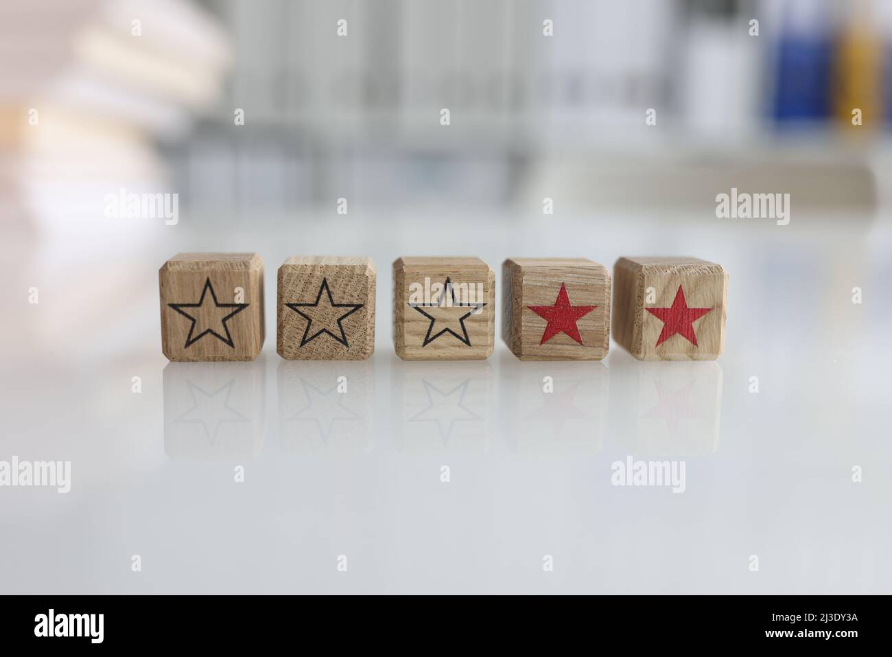Stars with negative reviews and quality of service closeup Stock Photo ...