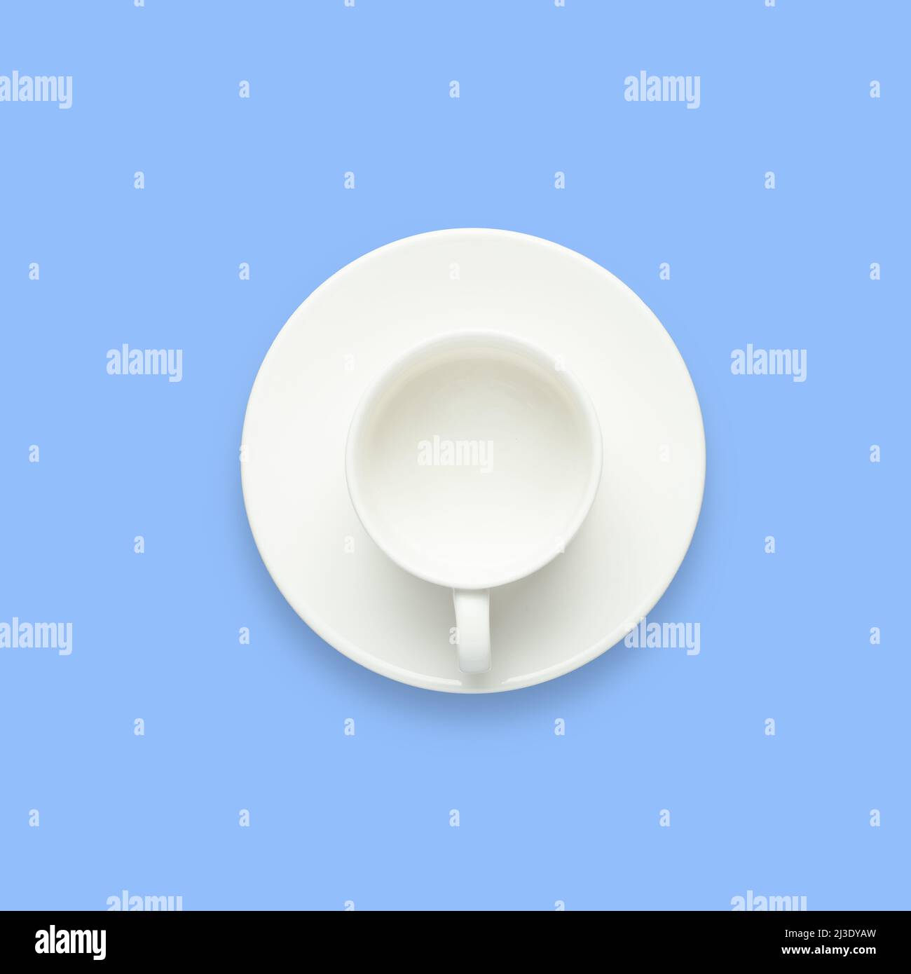 White empty coffee or tea cup kitchen dish object top view flat lay ...