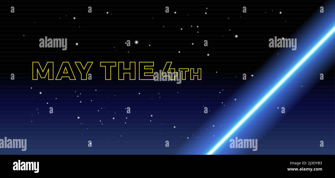 May the 4th abstract blue shining light space background with starry ...