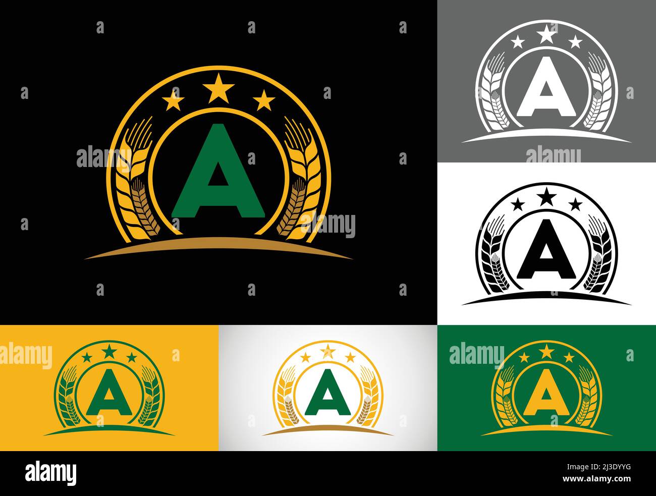 Initial A monogram alphabet symbol design incorporated with Wheat ...