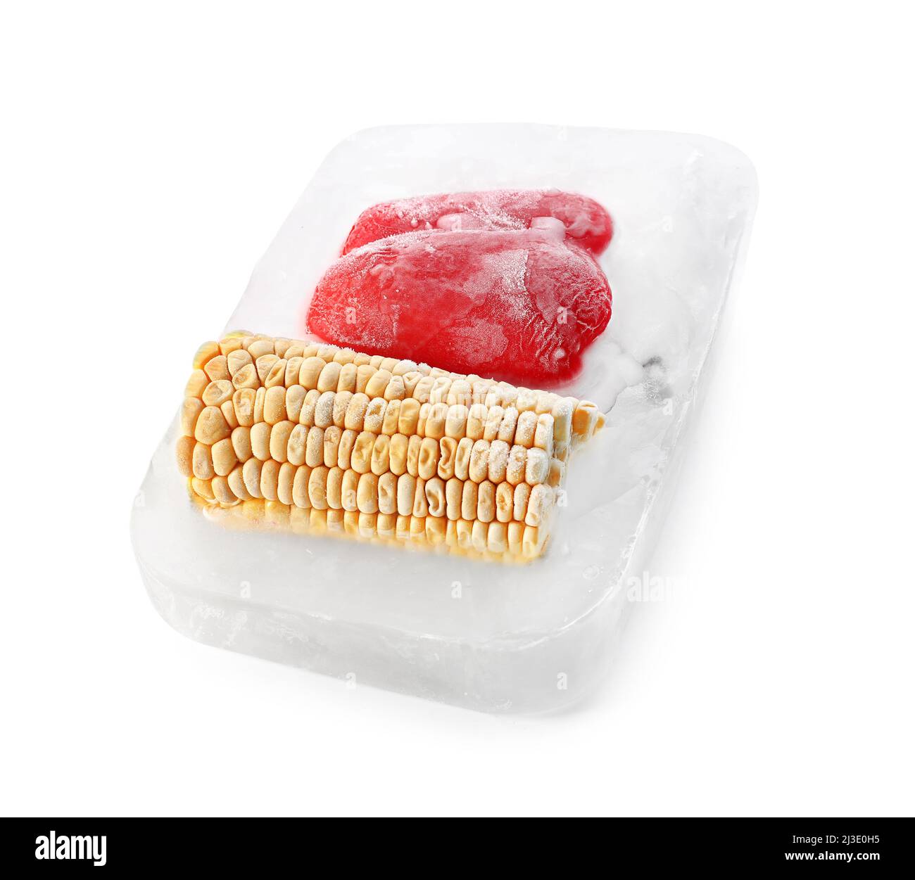 Fresh vegetables frozen in ice on white background Stock Photo - Alamy