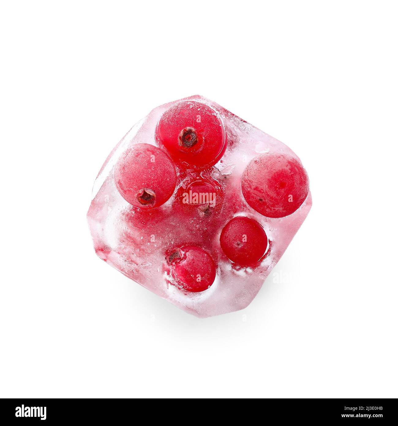 Fresh cranberry frozen in ice on white background Stock Photo - Alamy