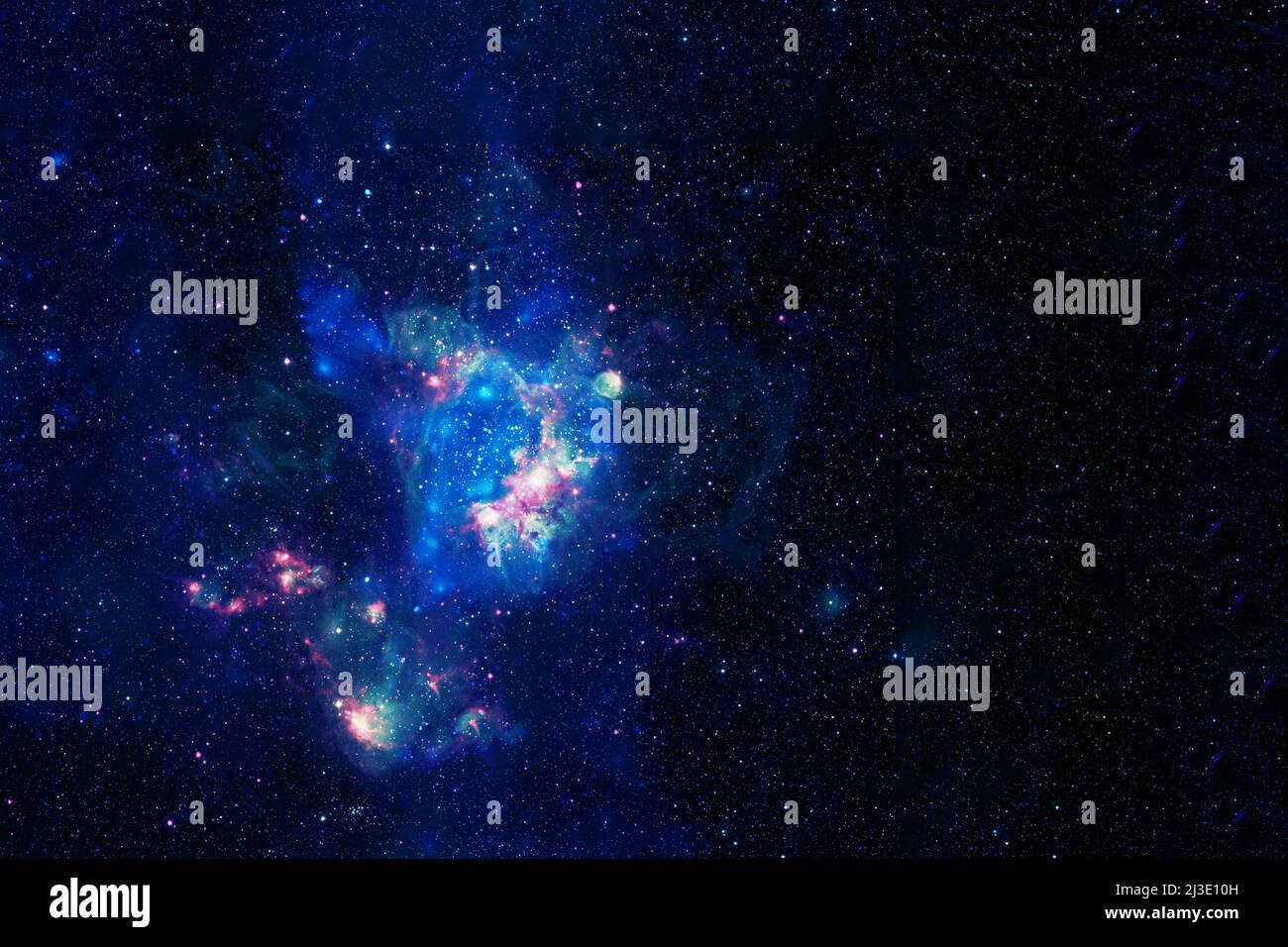 Blue space nebula with stars. Elements of this image furnished by NASA ...