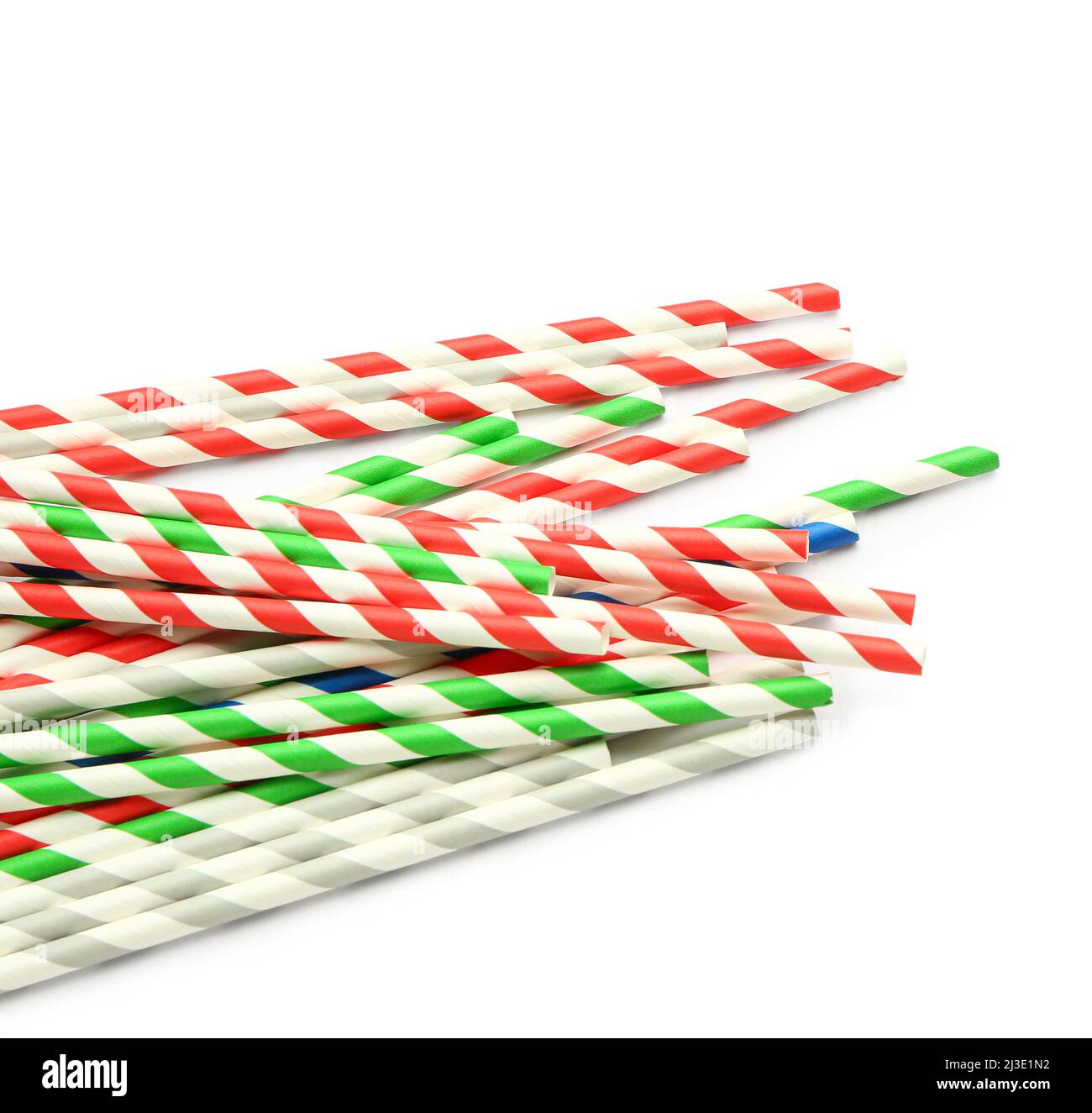 Stylish straws for drinks on white background Stock Photo - Alamy