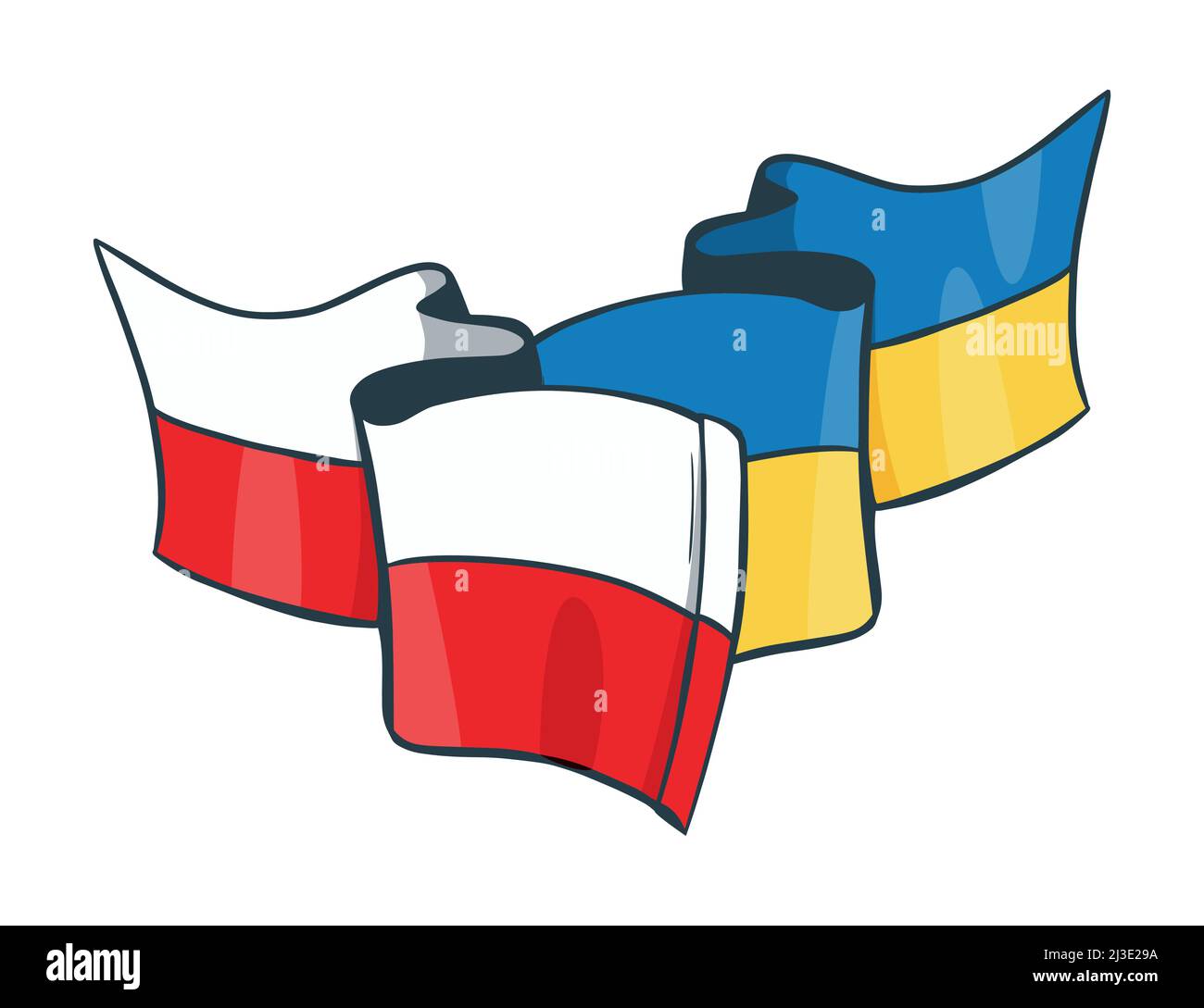 Ukrainian and Poland Flags Hand Drawn Vector illustration Stock Vector ...