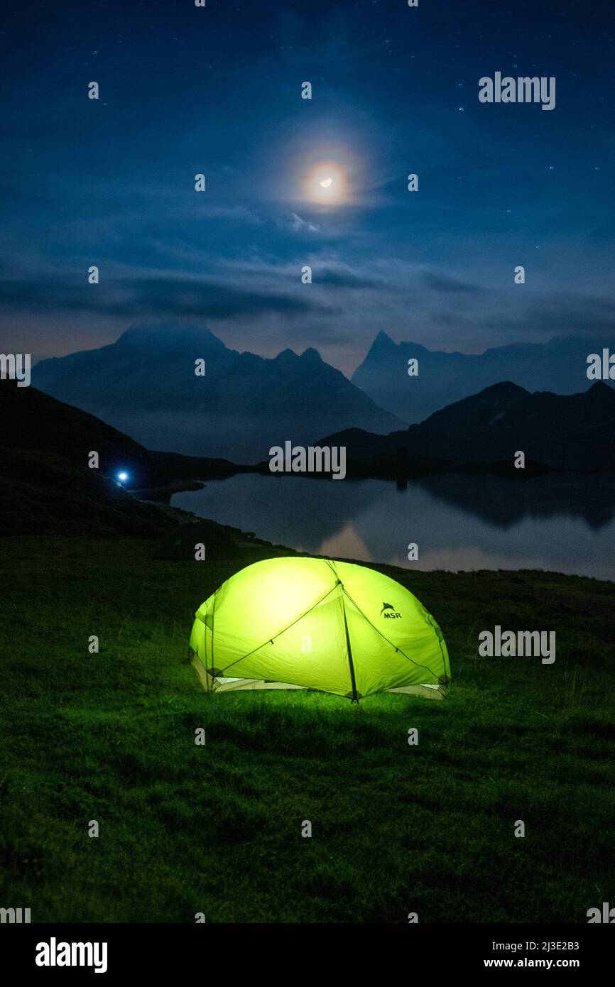camping at moon eclipse Stock Photo - Alamy