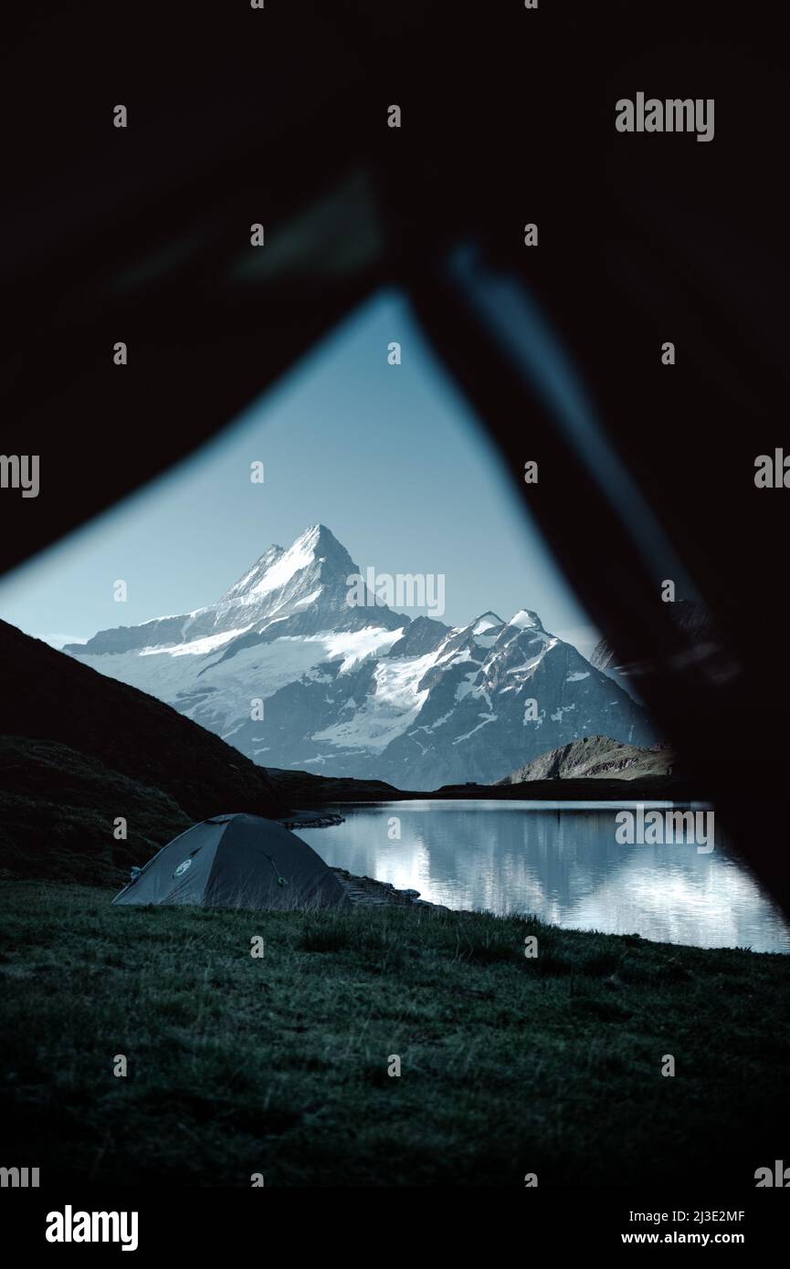 Camping in the Swiss Alps Stock Photo - Alamy