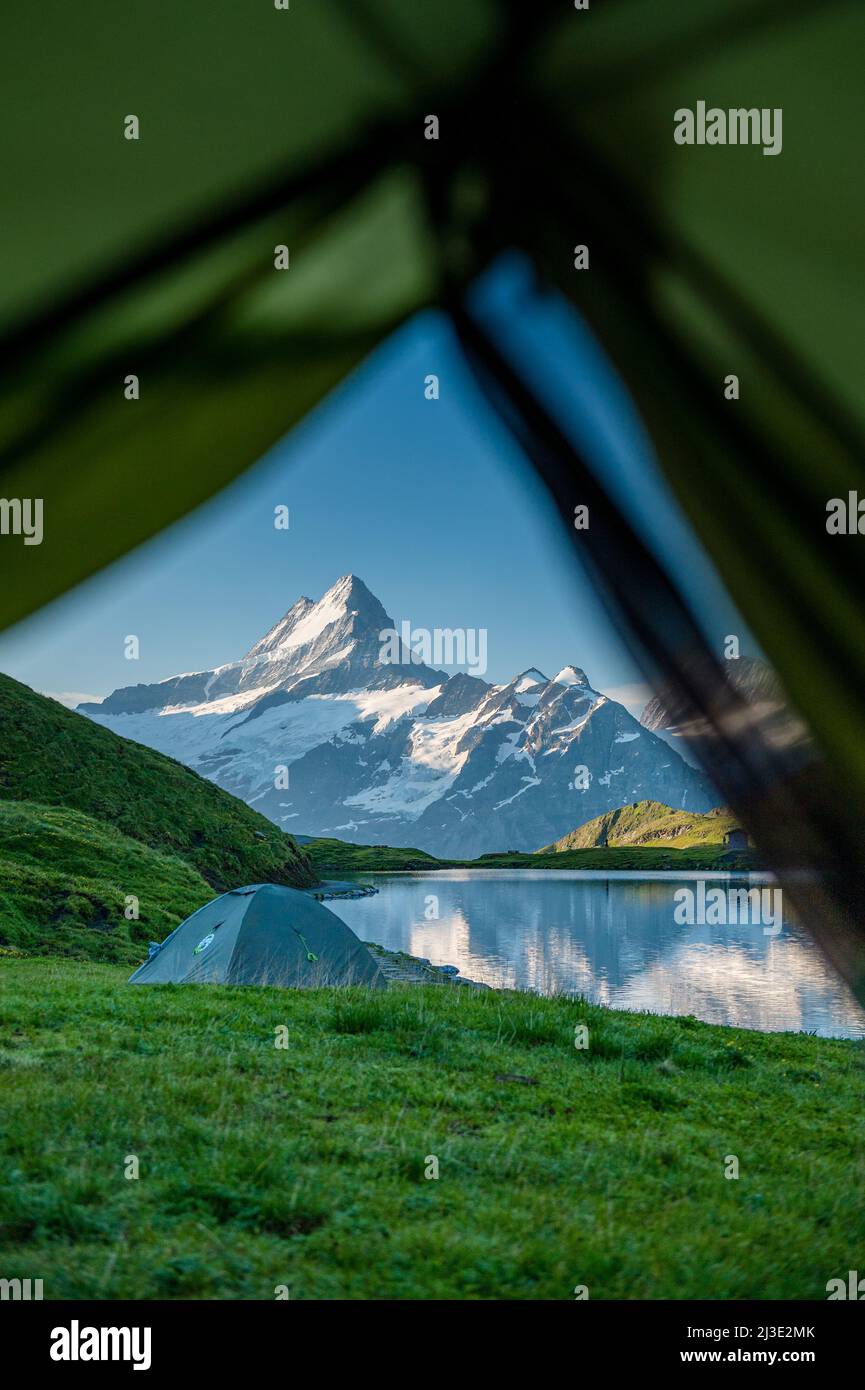 Camping in the Swiss Alps Stock Photo - Alamy
