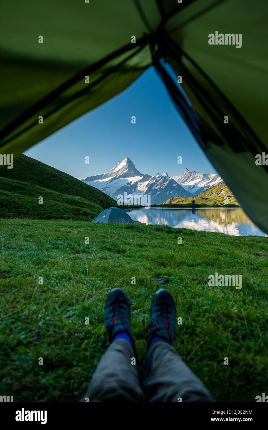 Camping in the Swiss Alps Stock Photo - Alamy