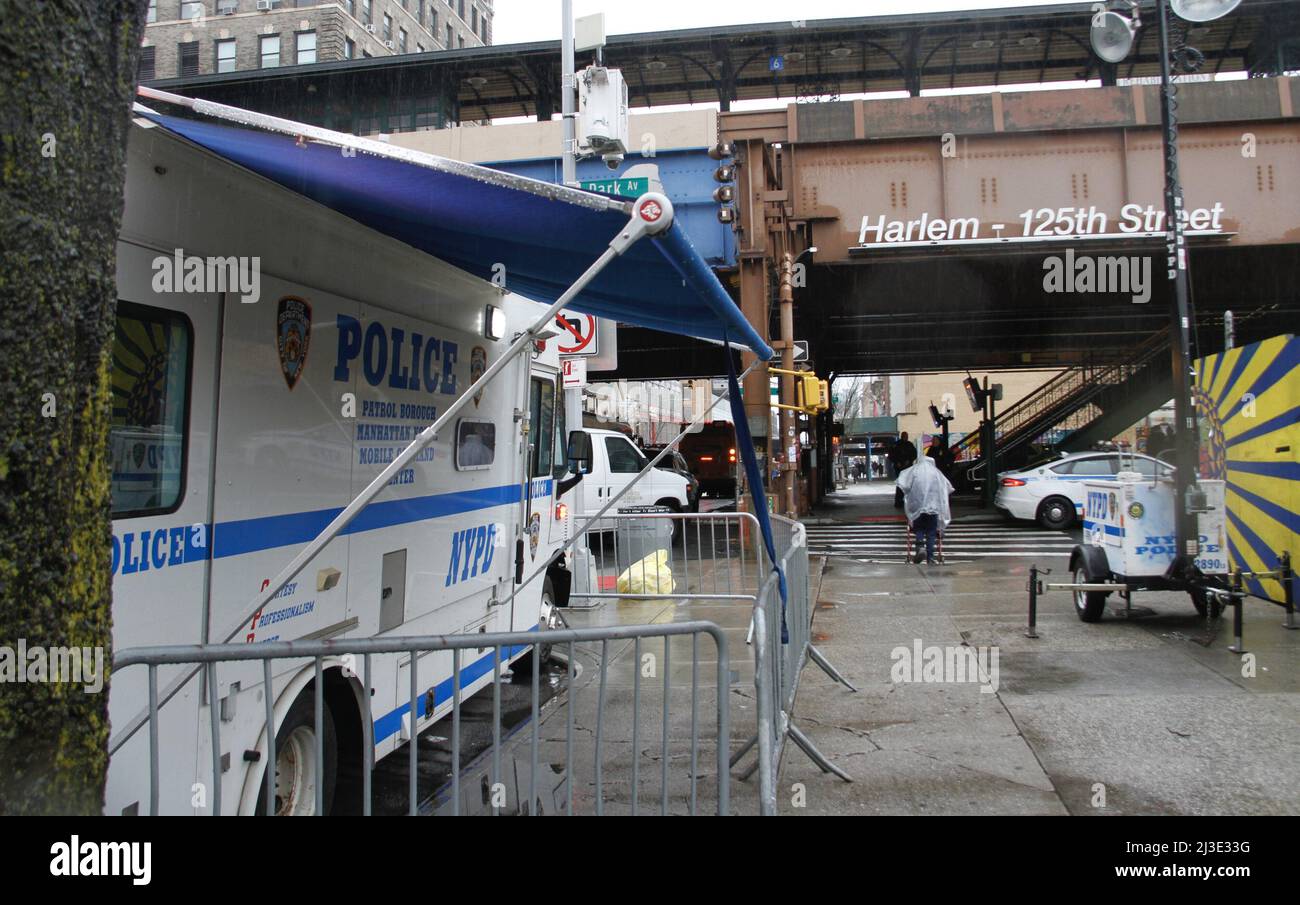 Harlem, USA. 7th Apr, 2022. (NEW) Police Patrol Command Center set up ...