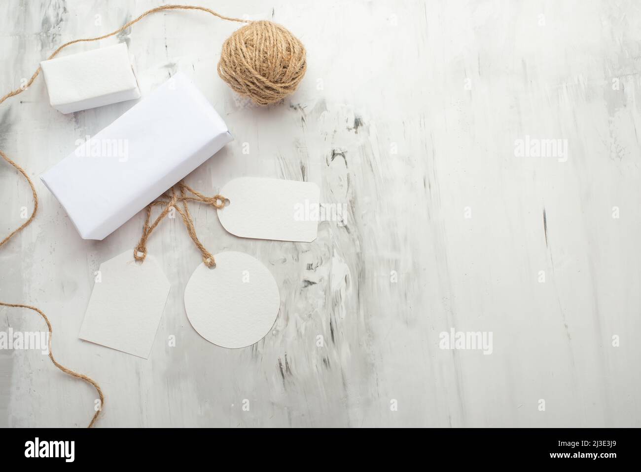 boxes for gifts with tags, for layout, logos, prints, welcome cards ...