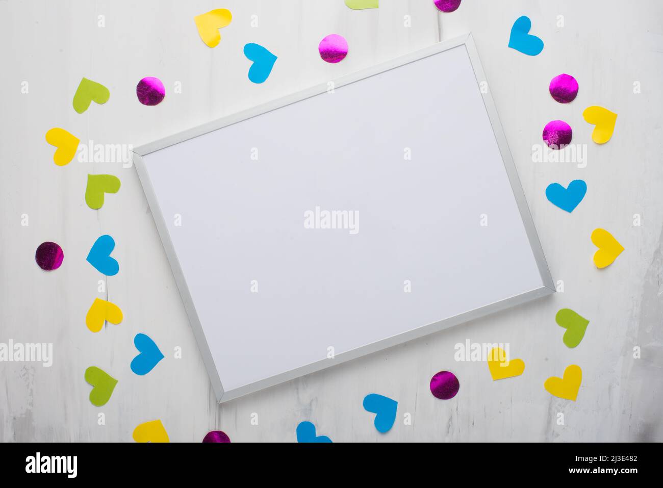 Frame with gifts on a light background. for placing drawings and ...