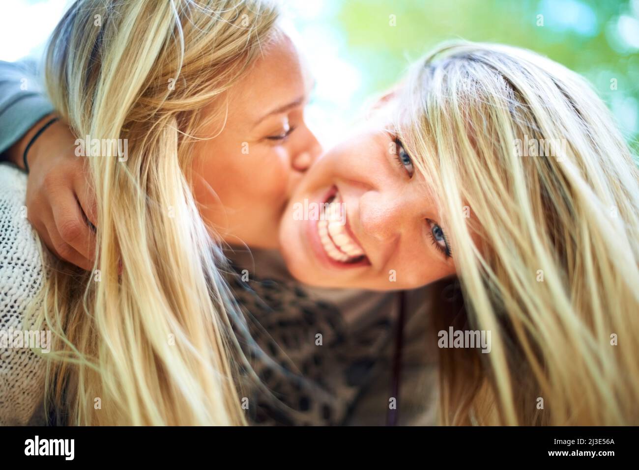 Having fun with my best friend. Two friends having fun at a festival ...