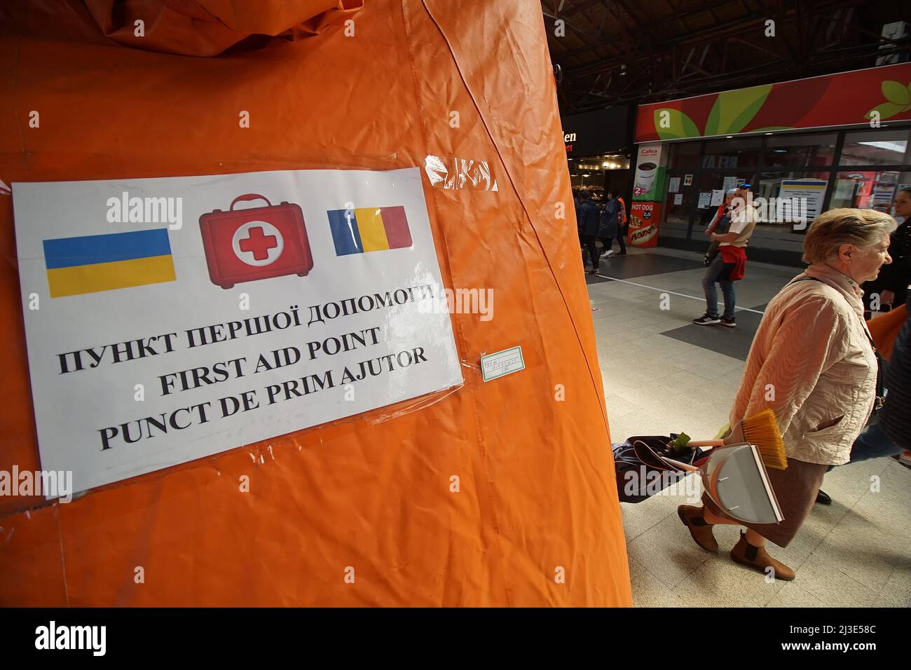 Bucharest, Romania - March 30, 2022: First aid point for Ukrainian ...