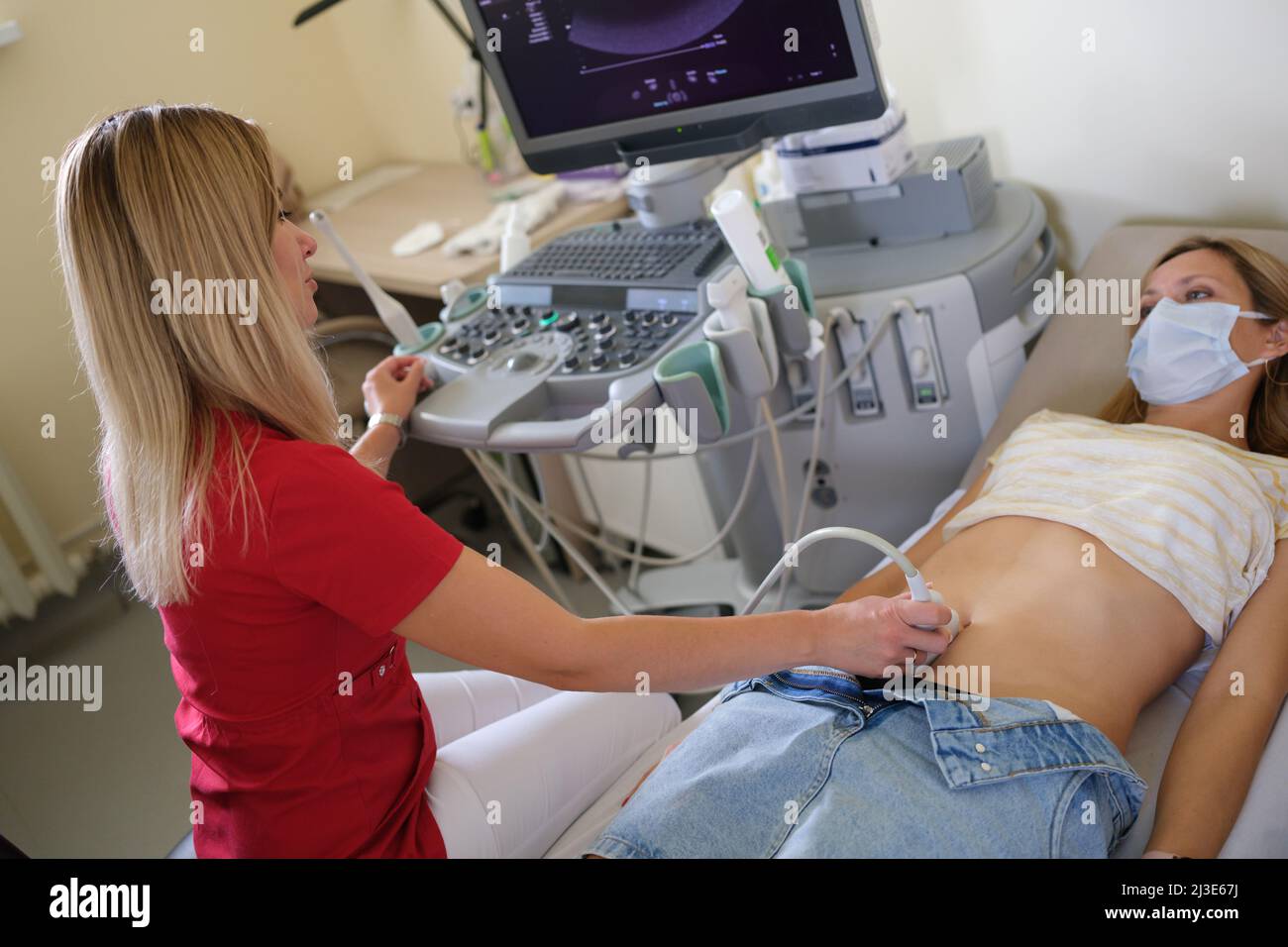 Ultrasound of the uterus and female reproductive system in clinic Stock ...