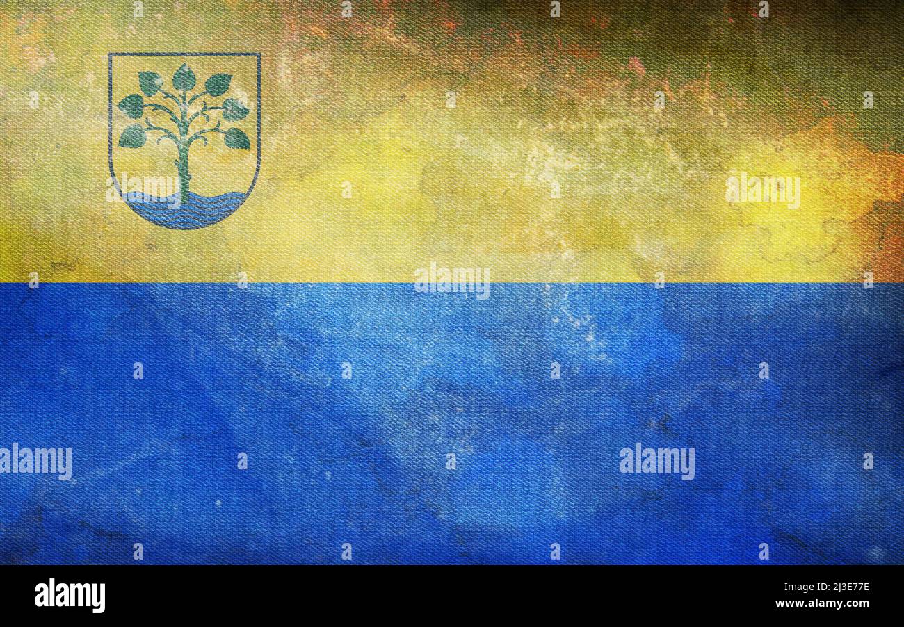 Top view of retro flag Resko, Poland with grunge texture. Polish travel ...