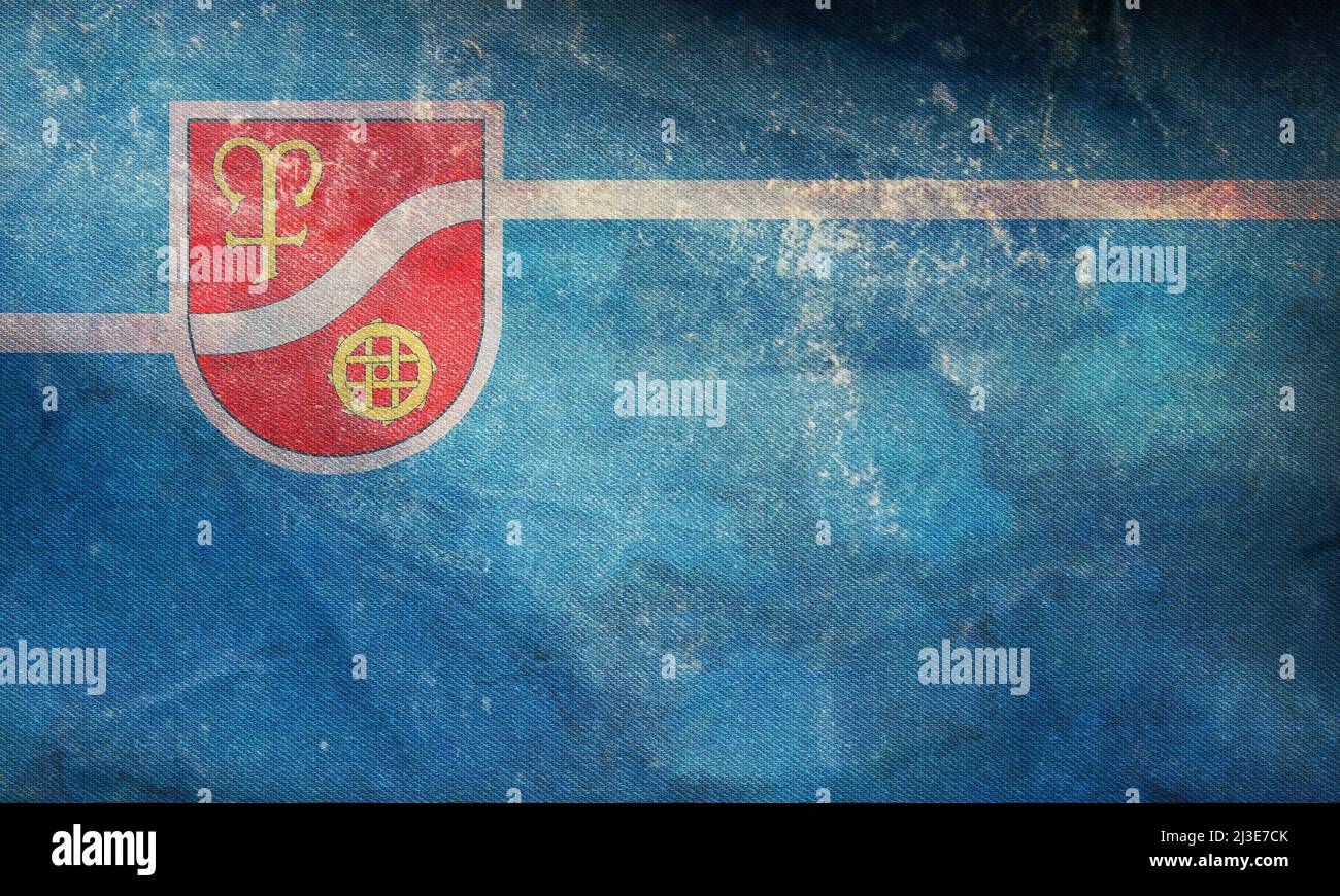 Top view of retro flag Rumia, Poland with grunge texture. Polish travel ...