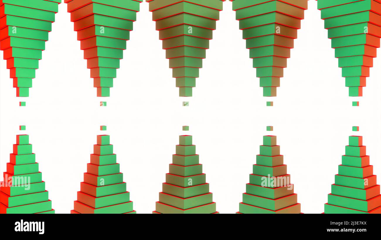 Multicolored abstraction. Design. Geometric shapes in 3d try to connect ...