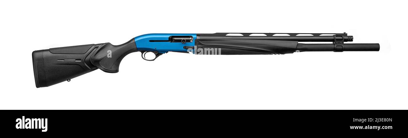 Modern semi-automatic shotgun. Weapons for sports and hunting. Weapon isolate on white ...