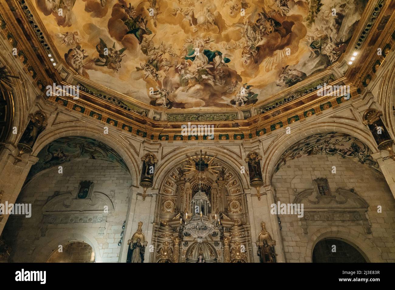 RIOJA, SPAIN - nov, 2021 Interior of the medieval cathedral of Logrono ...