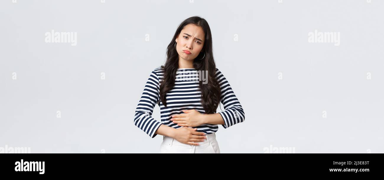 Lifestyle, beauty and fashion, people emotions concept. Woman got food ...