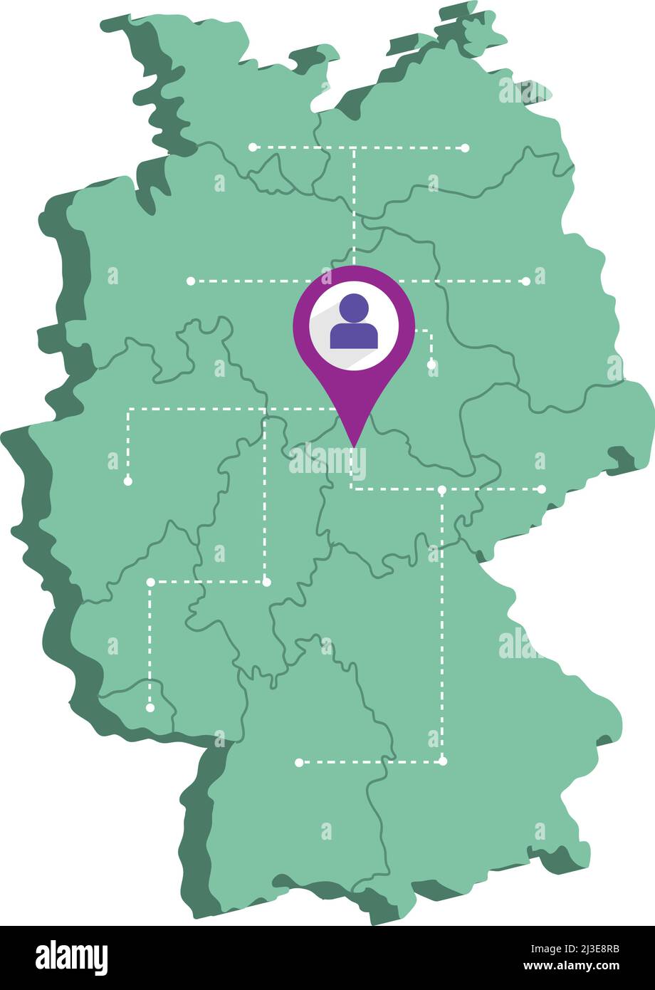 Isolated 3d render map of Germany with a map pin Vector Stock Vector ...
