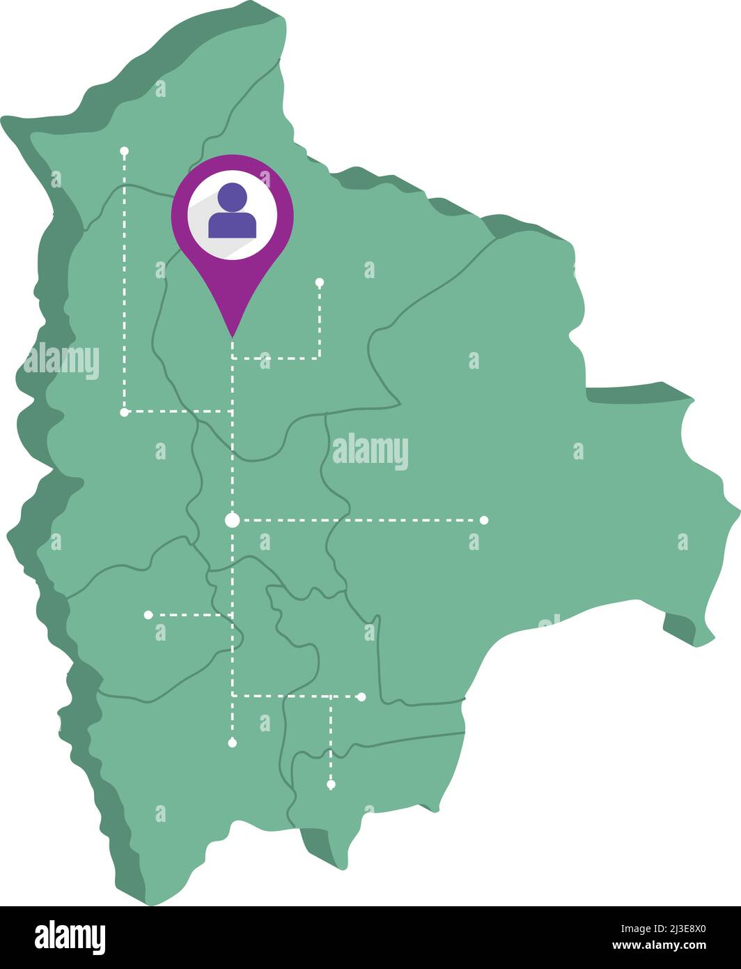 Isolated 3d render map of Bolivia with a map pin Vector Stock Vector ...