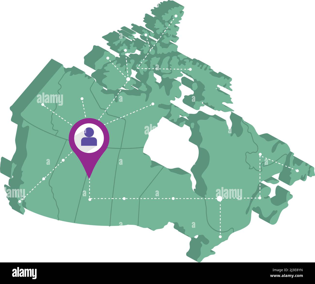 Isolated 3d render map of Canada with a map pin Vector Stock Vector ...