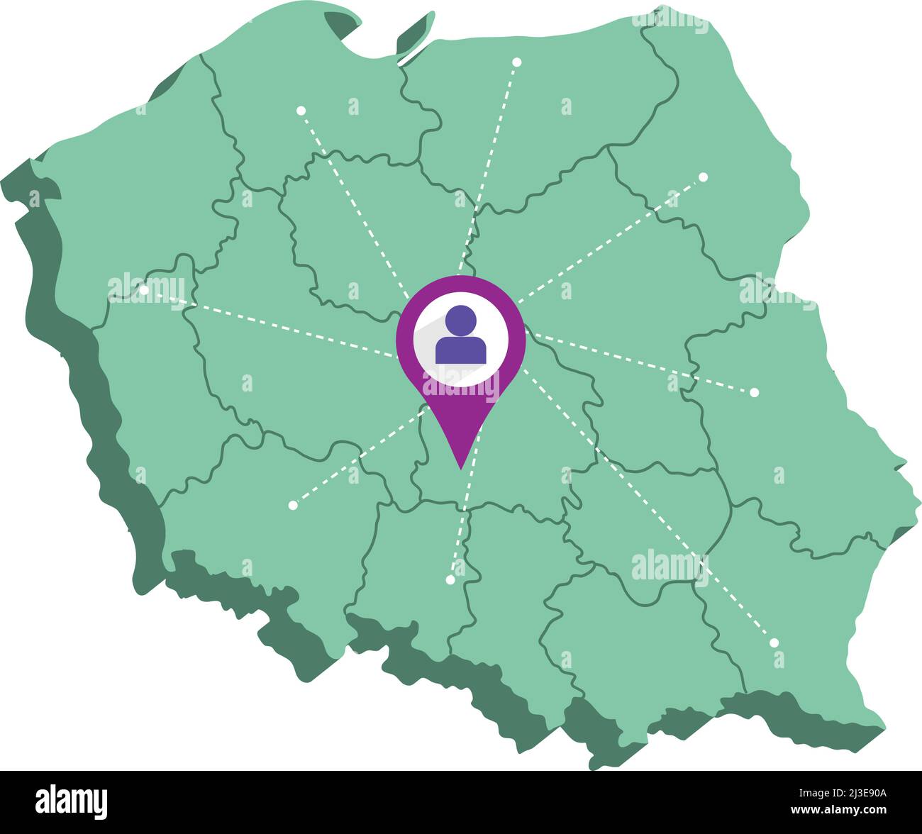 Isolated 3d render map of Poland with a map pin Vector Stock Vector ...