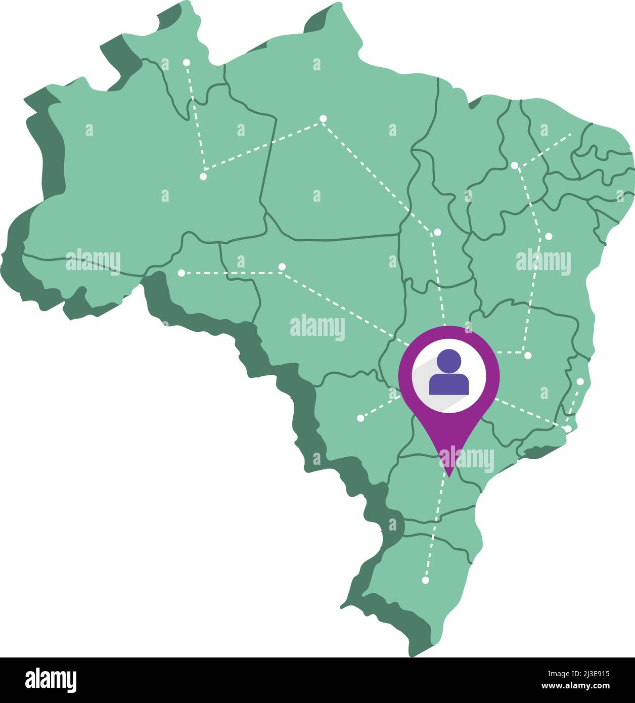 Isolated 3d render map of Brazil with a map pin Vector Stock Vector ...