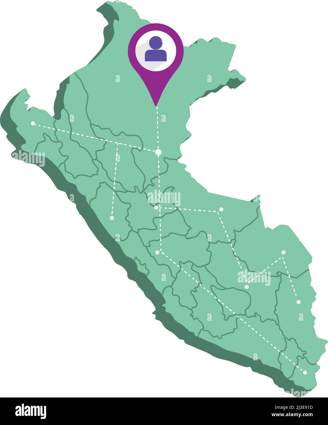 Isolated 3d render map of Peru with a map pin Vector Stock Vector Image ...