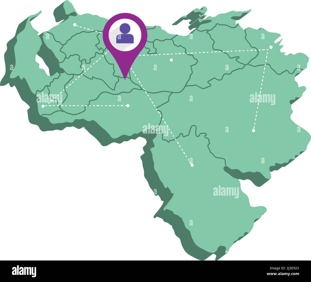 Isolated 3d render map of Venezuela with a map pin Vector Stock Vector ...
