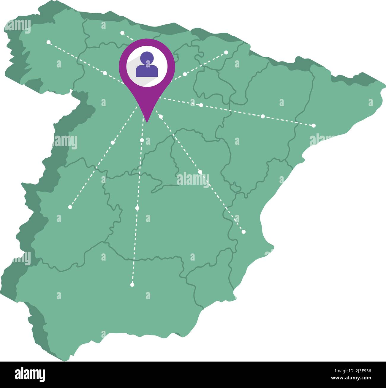 Isolated 3d render map of Spain with a map pin Vector Stock Vector ...