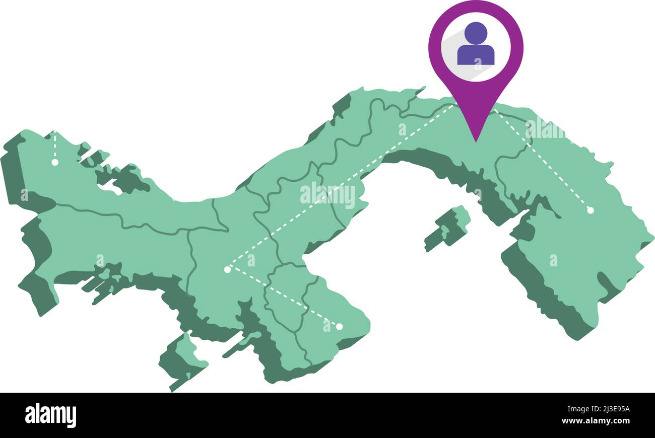 Isolated 3d render map of Panama with a map pin Vector Stock Vector ...