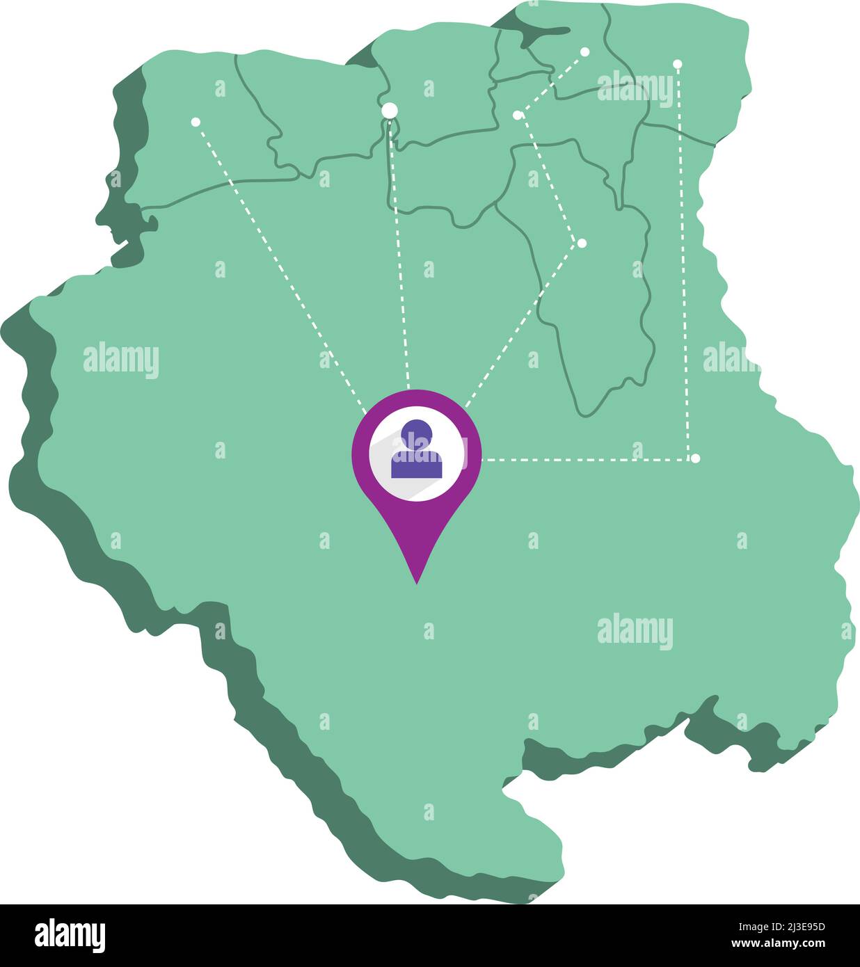 Isolated 3d render map of Suriname with a map pin Vector Stock Vector ...