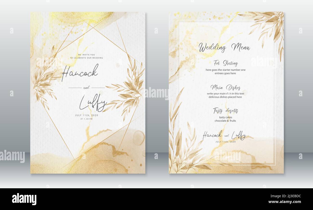 Golden wedding invitation card template luxury design with gold texture ...